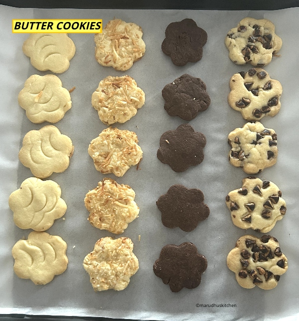 EGGLESS BUTTER COOKIE / BISCUIT RECIPE - Marudhuskitchen