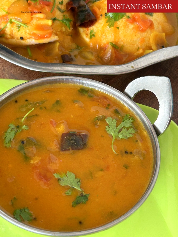 Instant Tiffin Sambar Recipe | Sambar for Idli Dosa - Marudhuskitchen