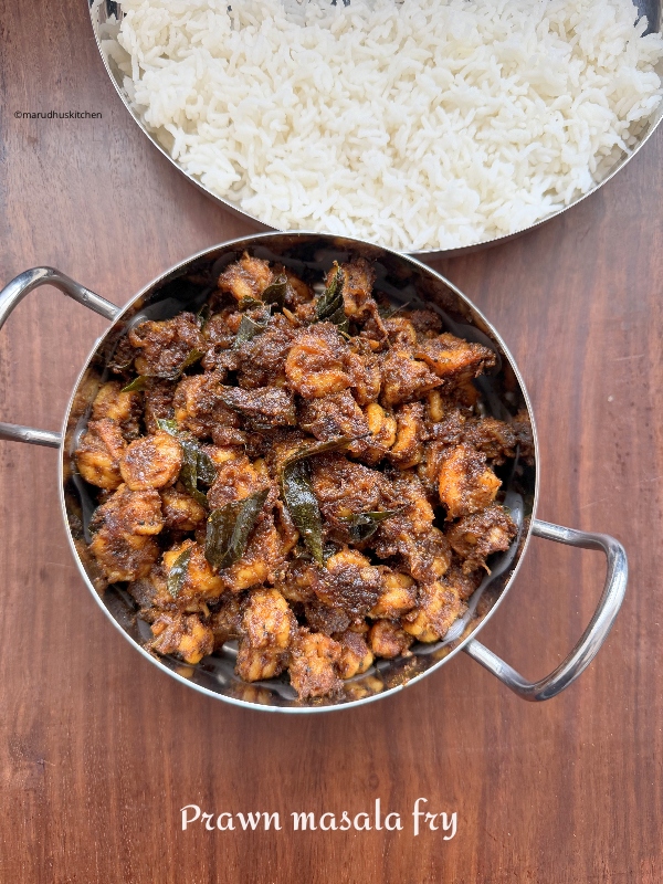 Prawn Masala Fry Recipe | Spicy & Easy Eral Varuval - Marudhuskitchen
